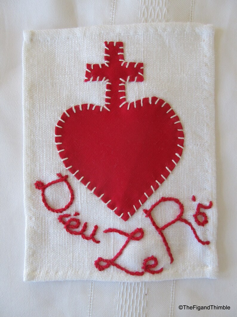 Dieu Le Roi Sacred Heart Badge Hand Embroidered Large Size - Etsy