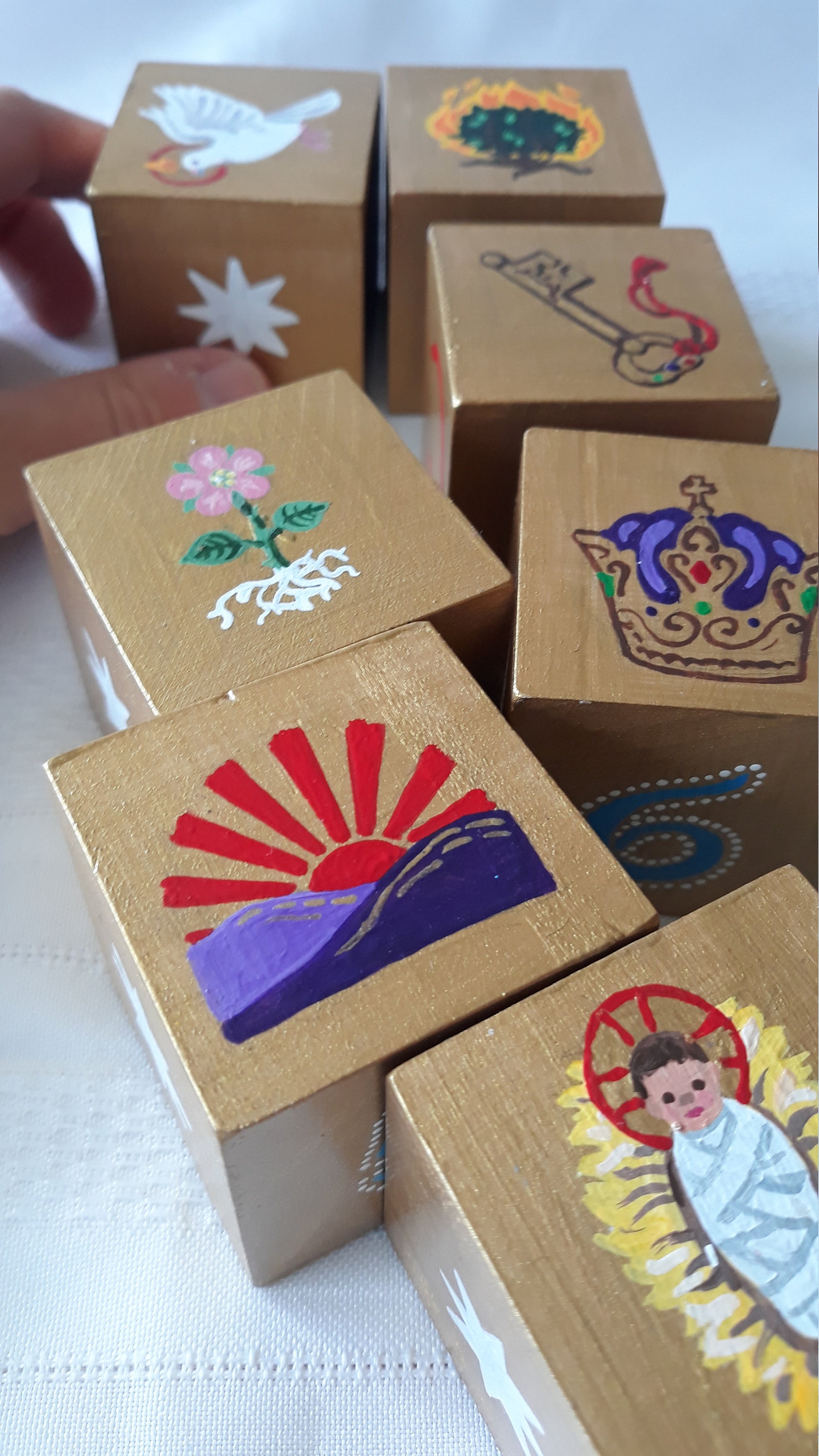 Advent O Antiphon Wood Blocks Set of Seven Handpainted - Etsy