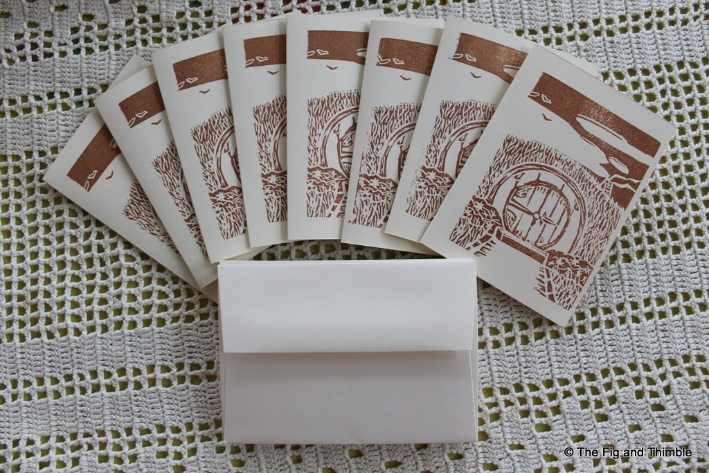 Hobbit Inspired Party Invitations or Blank Note Cards - Handstamped Set ...