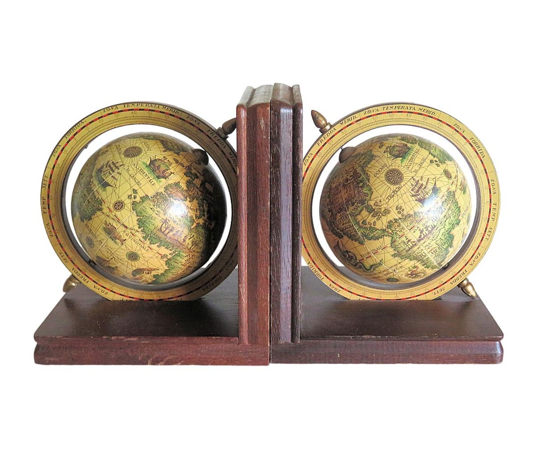 Vintage World Globe Bookends - Etsy