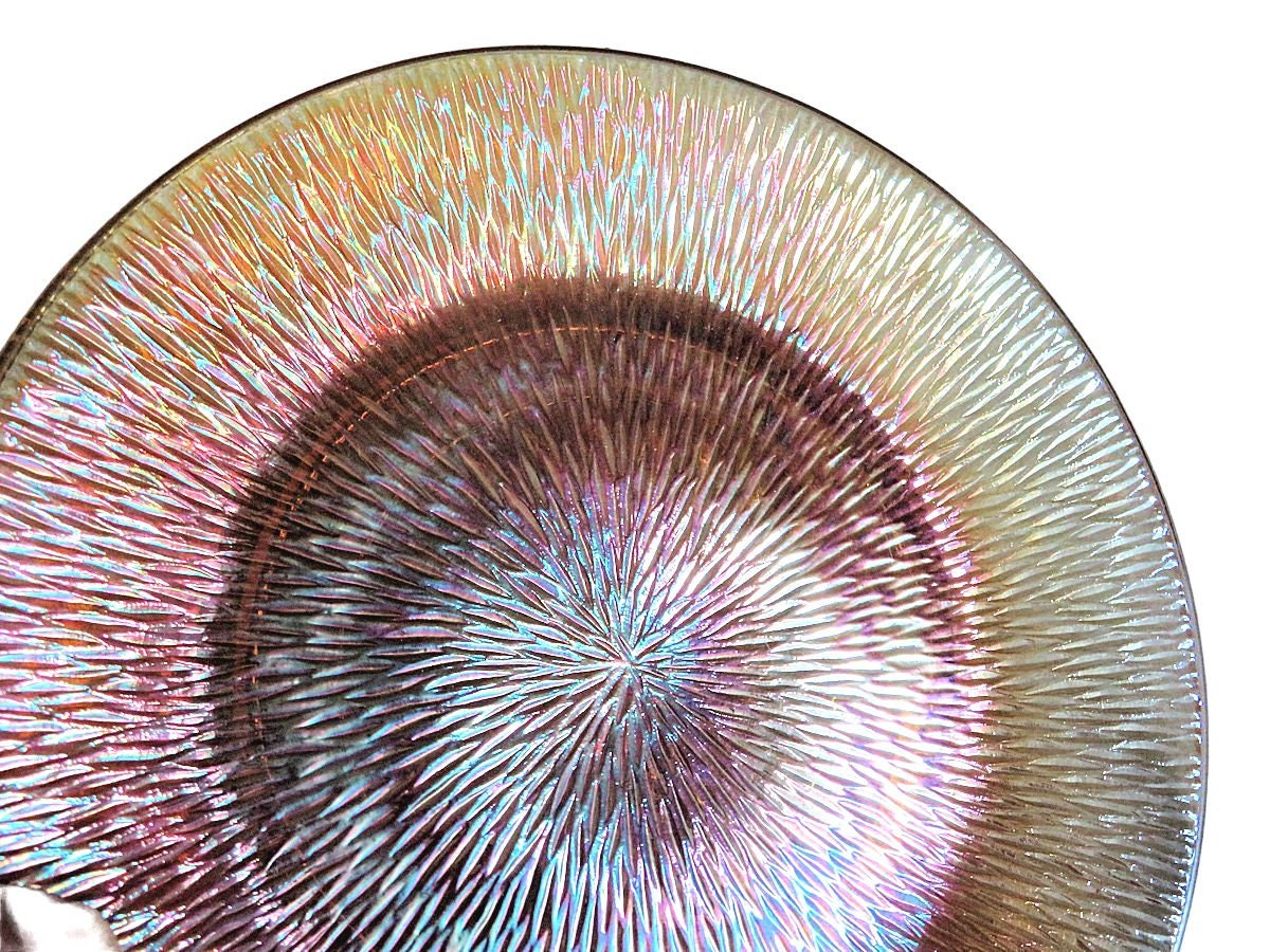 Six Textured Marigold Carnival Glass Plates - Etsy