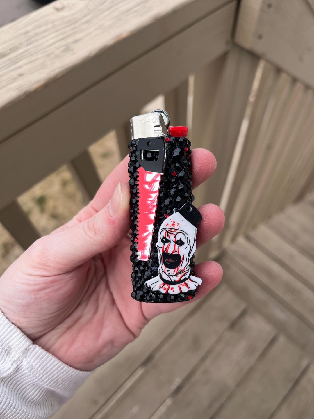 Terrifier Art the Clown LIGHTER With Black Gems Rhinestones Perfect ...