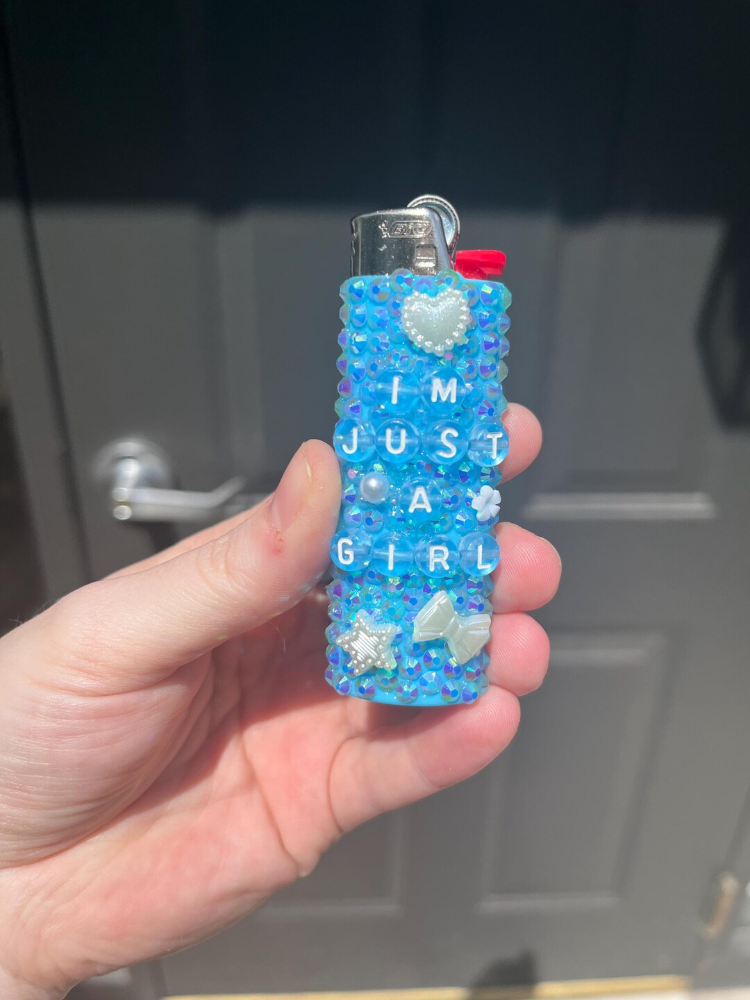 Cute I'm Just A Girl Bedazzled Junk Lighter Blue Lighter, Gifts for ...