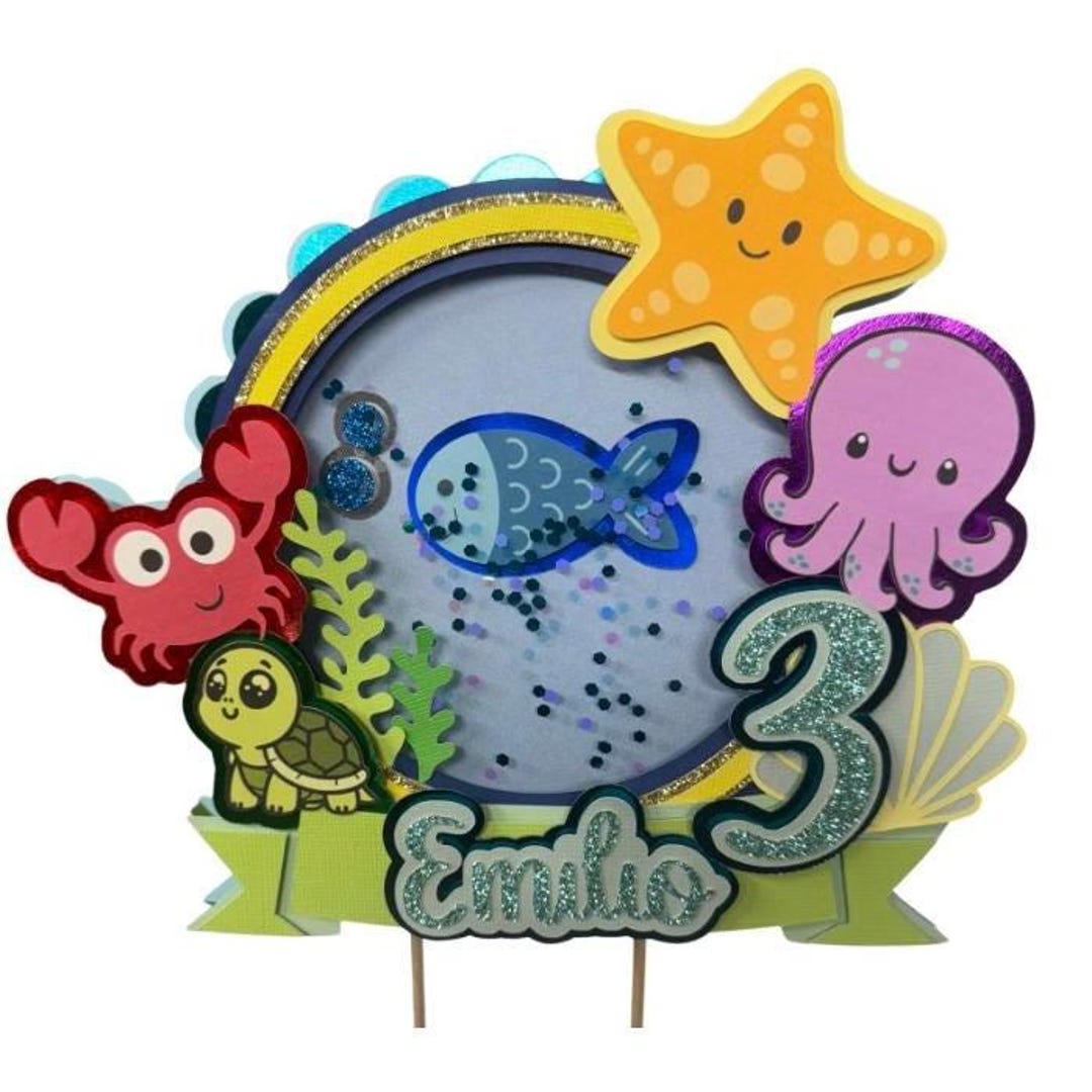 Sea Animal Cake Topper | Custom Name & Age | Cake Topper – Shaker Style ...