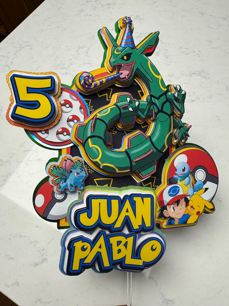 Pokémon Cake Topper – 8 in | Custom Name & Age | Birthday Decoration - Etsy
