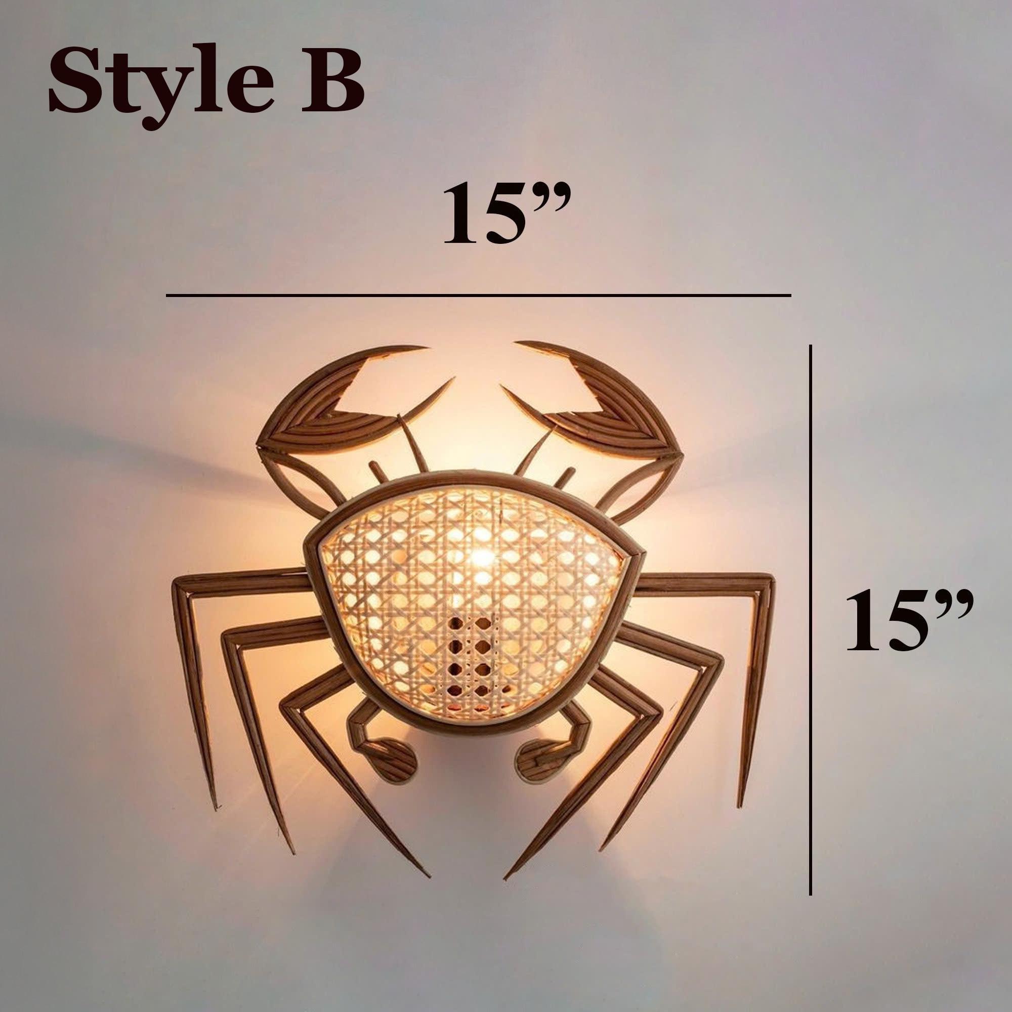 Wall Sconce Fish Light Rattan Crab Lamp Lobster Lampshade Decor Wall ...