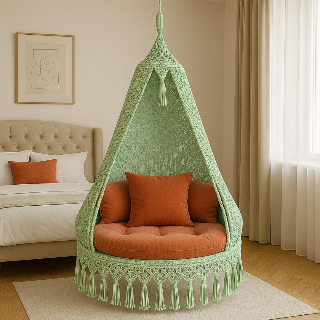 Handcrafted Macrame Hanging Swing Chair, Boho Home Decor - Etsy