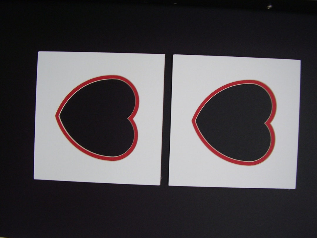 Picture Frame Mat Heart Cutout White With Red Liner 8x8 With Heart 4 ...