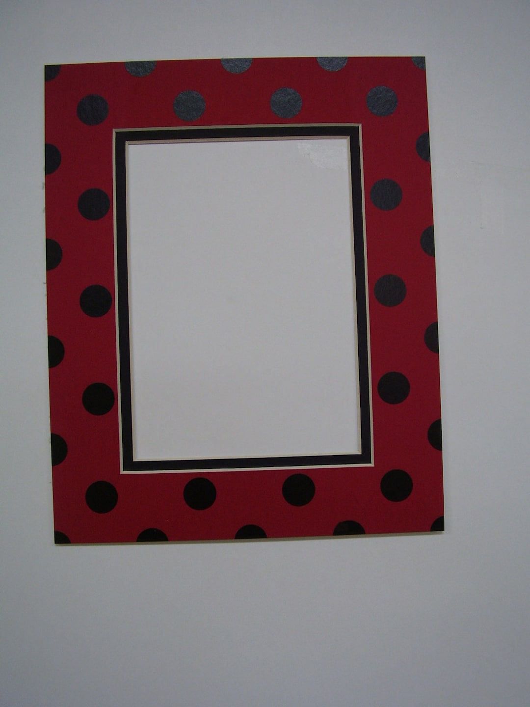 Picture Framing Mat Polka Dots Red and Black 8x10 for 5x7 Photo or Art ...
