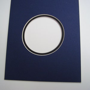Picture Frame Mat Navy Blue With Black Double 8x10 For4 X 6 Photo Round ...
