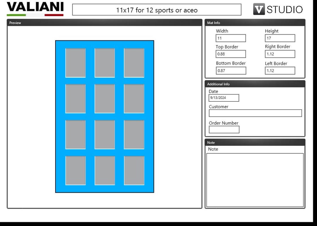 Picture Frame Matting Mats 11x17 for 12 Openings for ACEO or Sports ...