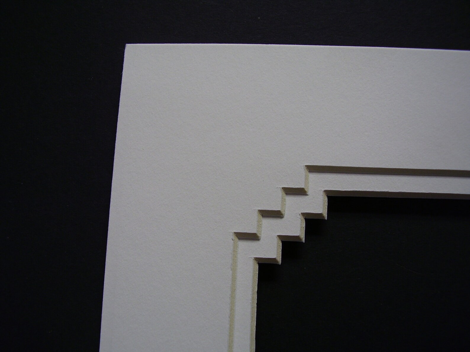 Picture Frame Mat White on White Double French Stairstep Corners 8x10 ...