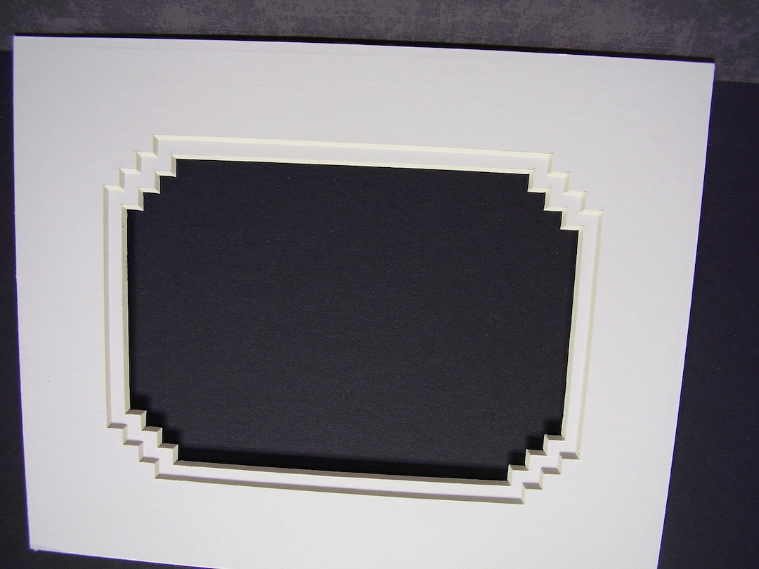 Picture Frame Mat White on White Double French Stairstep Corners 11x14 ...