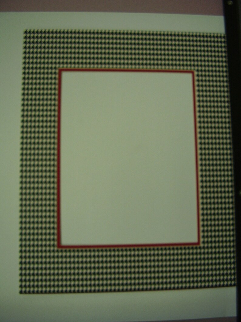 Picture Mat Double Houndstooth Print Black and White with red | Etsy