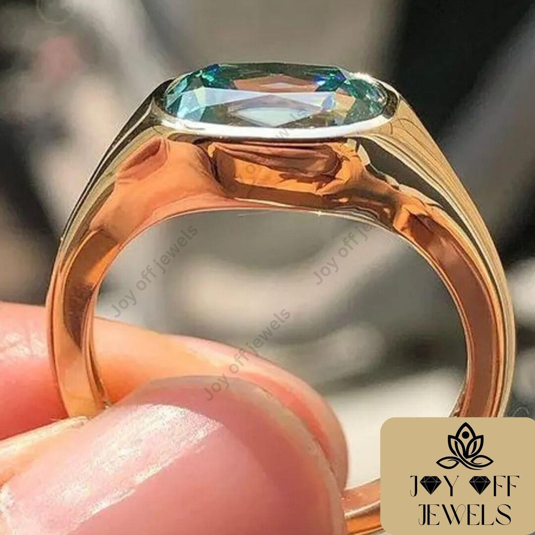 Cyan Blue Cushion Cut Moissanite Ring | Cushion Cut Solitaire ...