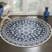 Hand-tufted Wool Mandala Rug, Round Blue Floral Medallion Home Decor - Etsy