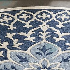 Hand-tufted Wool Mandala Rug, Round Blue Floral Medallion Home Decor - Etsy