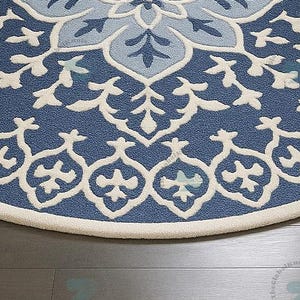 Hand-tufted Wool Mandala Rug, Round Blue Floral Medallion Home Decor - Etsy