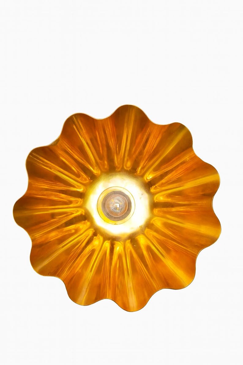 Amber Glass Flower Shade | Vintage Style Lamp Shade | Replacement Light ...