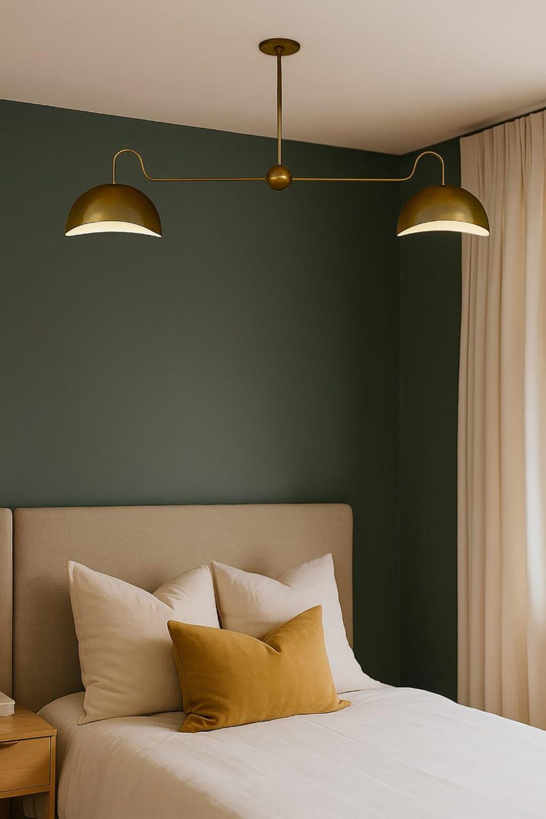 Modern Brass Double Dome Ceiling Light | Mid-century Chandelier - Etsy