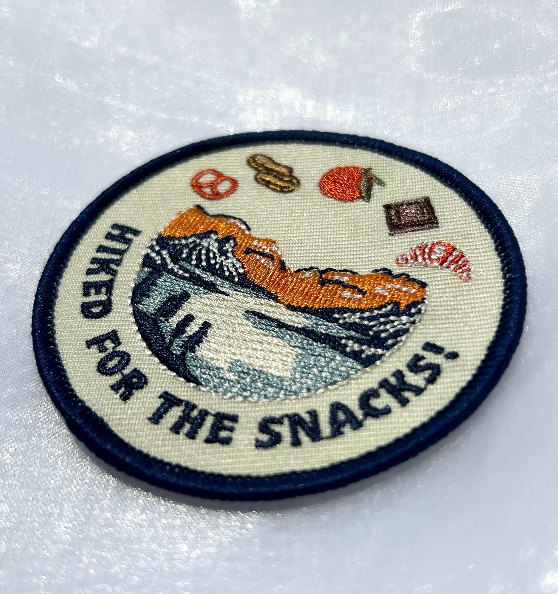 Funny Hiking Patch – Hiked for the Snacks Iron-on Embroidered Badge for ...