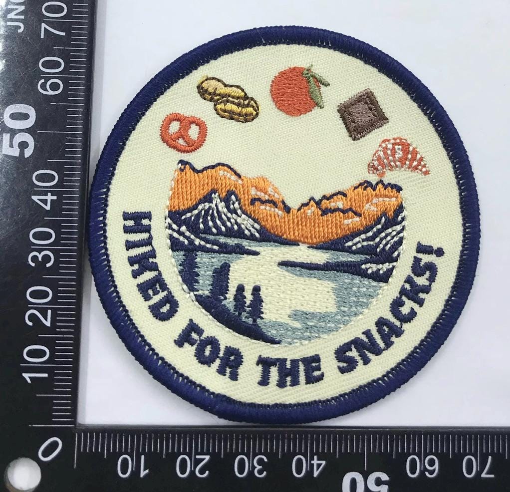 Funny Hiking Patch – Hiked for the Snacks Iron-on Embroidered Badge for ...