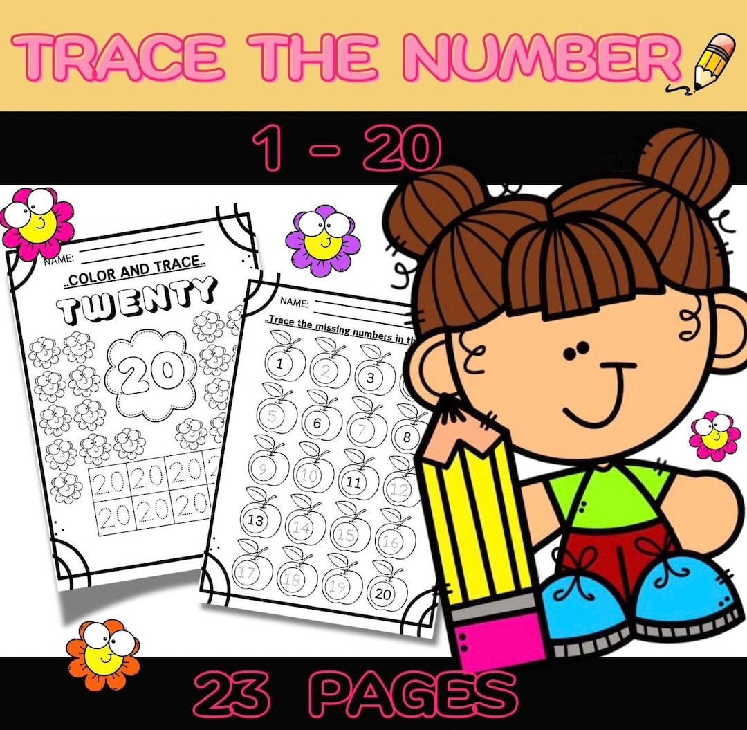 Tracing & Writing Numbers 1 to 20 Worksheets - Etsy