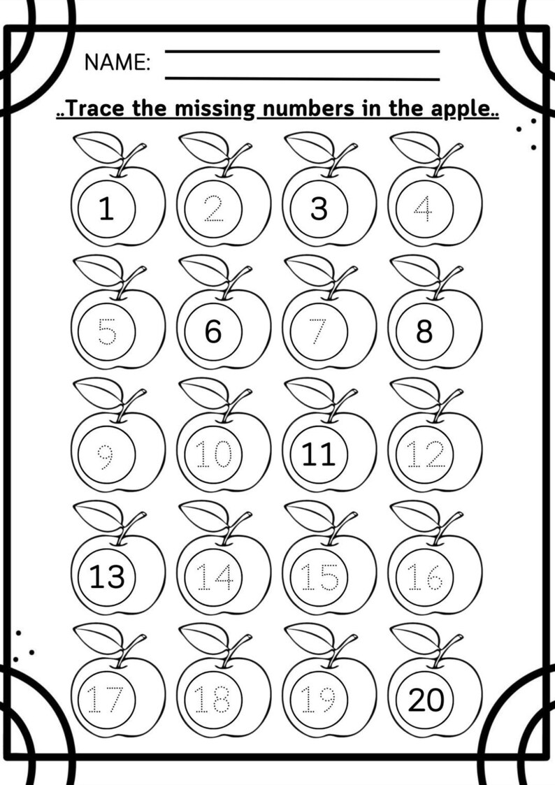 Tracing & Writing Numbers 1 to 20 Worksheets - Etsy