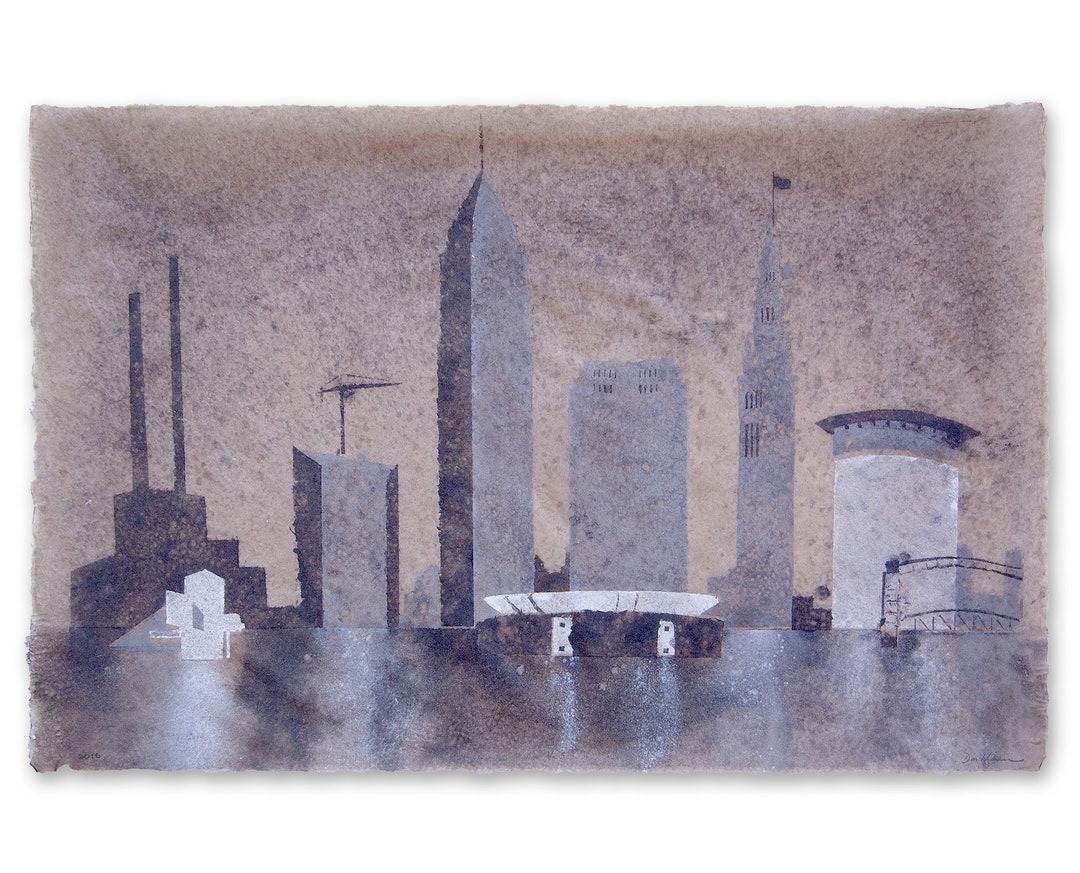Cleveland Skyline No. 3: Pulp Painting on Handmade Abaca Paper (2016 ...