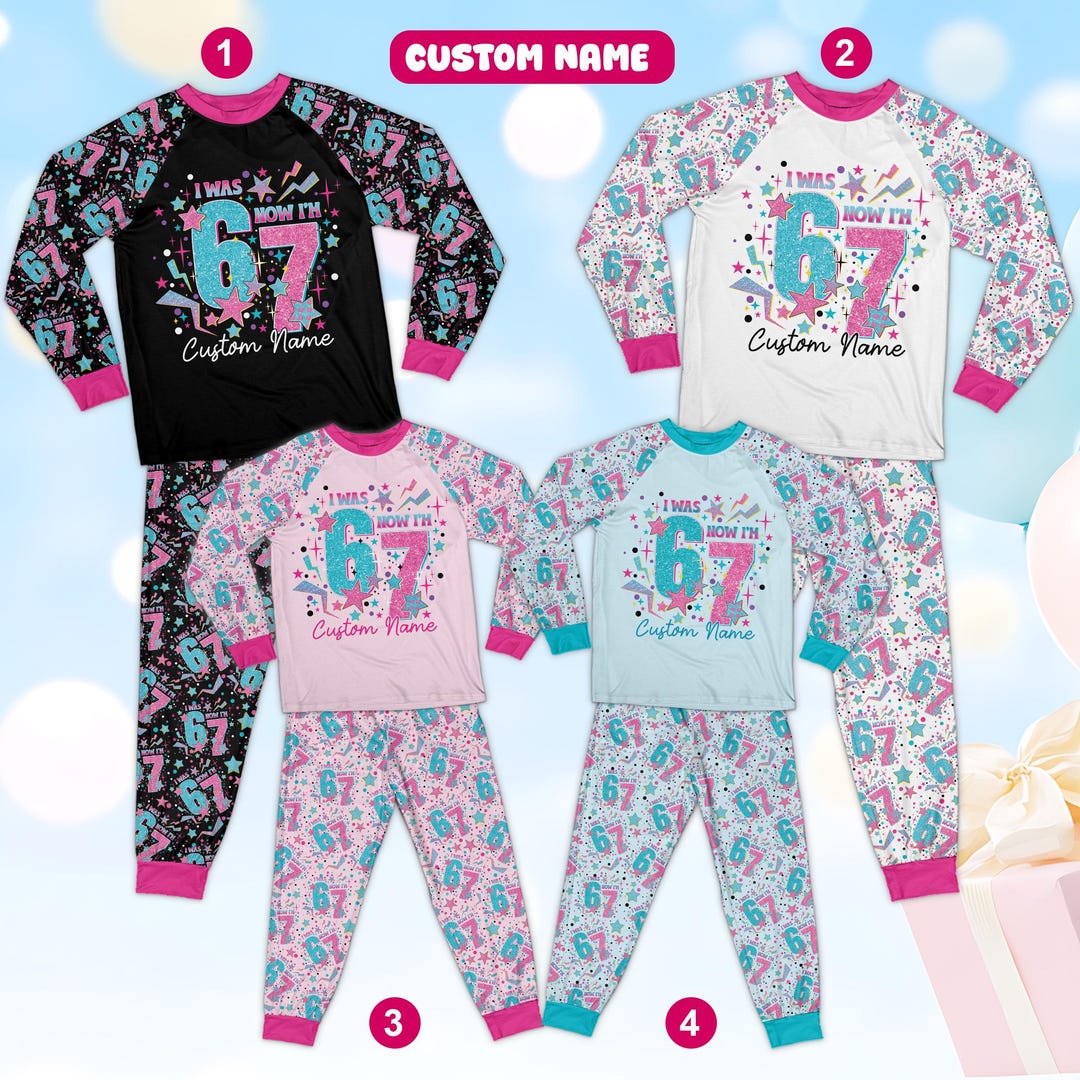 Trending 7th Birthday Pajamas Set, Kid I Was 6 Now I'm 7 Pajama, 67 Boy ...