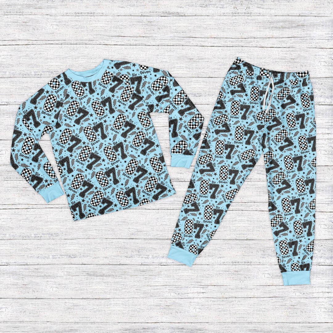 Six Seven Checkered Pajamas Set, Retro 67 Pajama, Trending 67 Gen Z ...