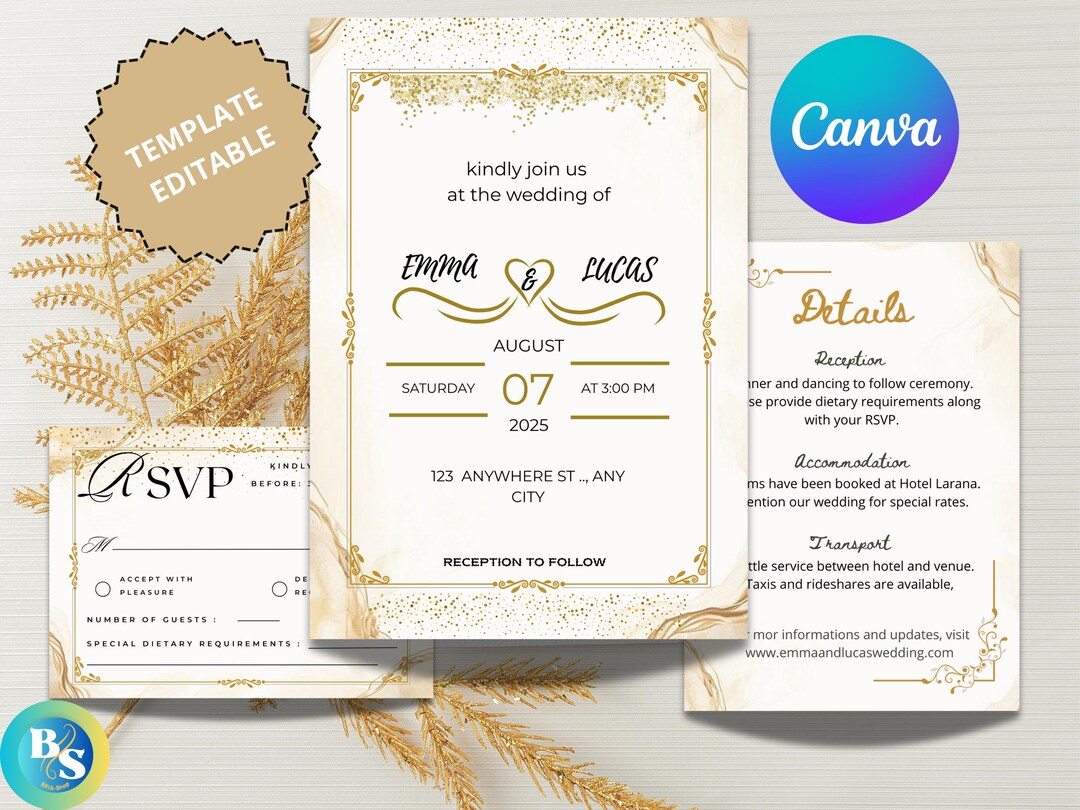 Wedding Invitation, Editable Wedding Invitation Template, Customizable ...