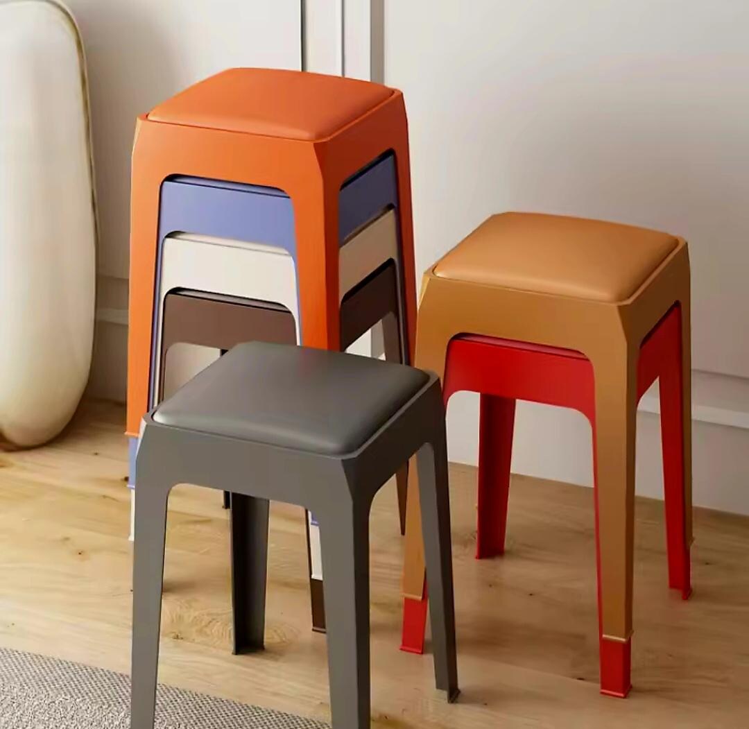 Modern Plastic Stackable Stools for Dining & Kitchen - Stylish, Multi ...