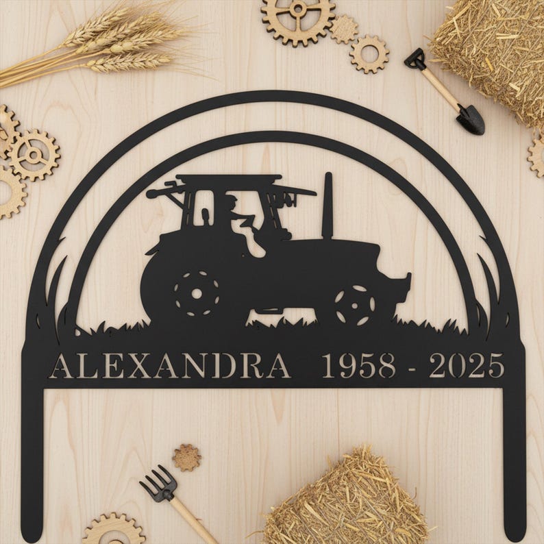 Custom Tractor Memorial Plaque Stake, Memorial Farmer Gift, Tractor ...