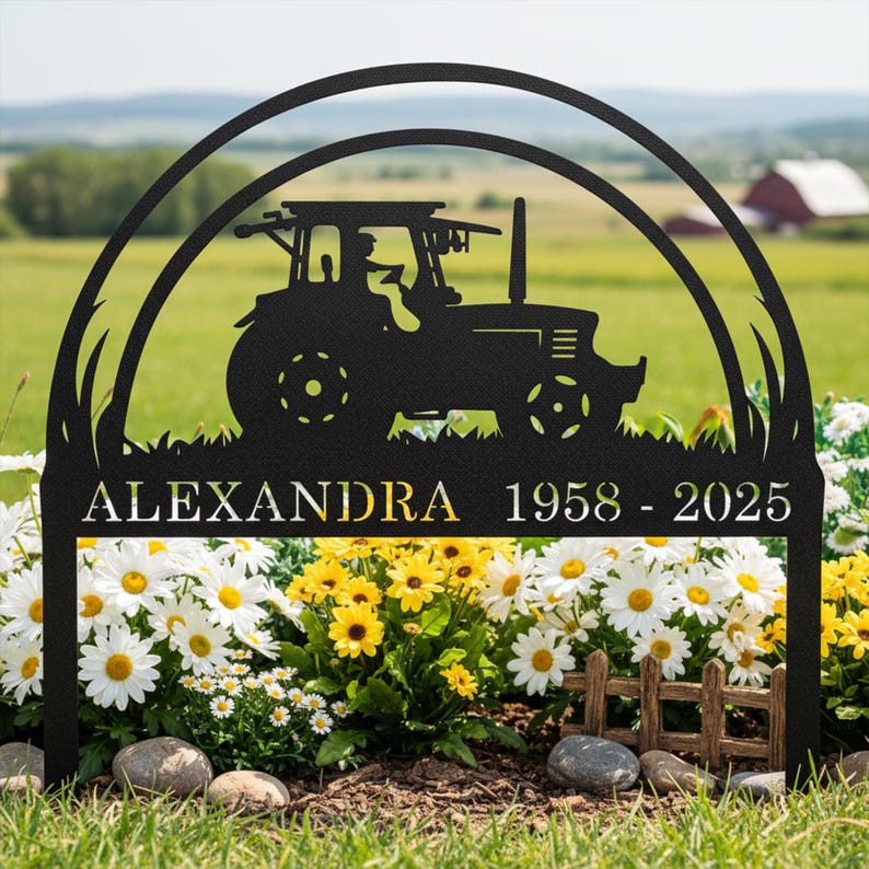 Custom Tractor Memorial Plaque Stake, Memorial Farmer Gift, Tractor ...