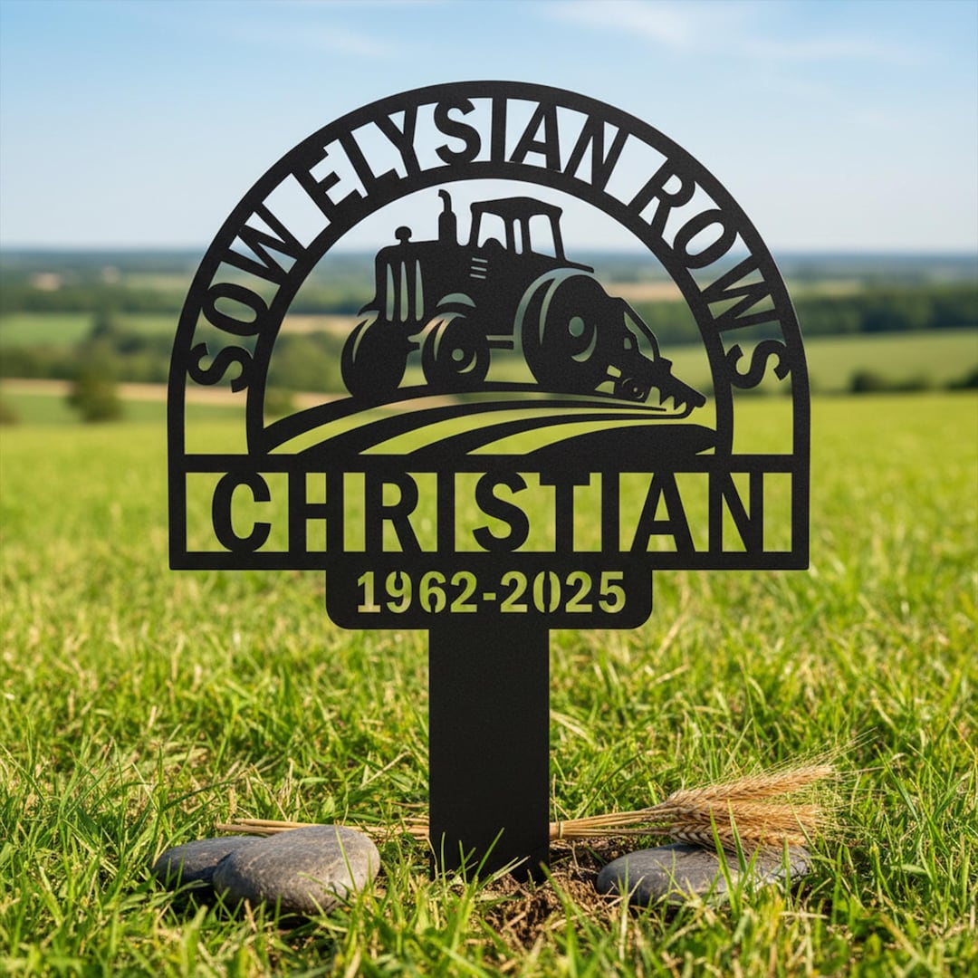 Custom Tractor Memorial Farm Stake, Custom Farming Fields Memorial ...