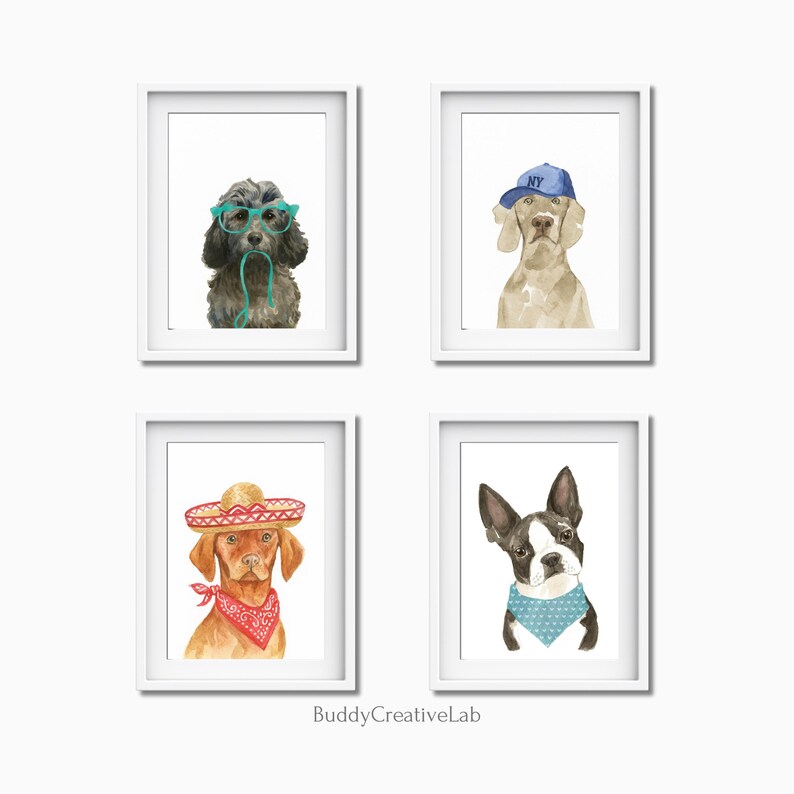 Watercolor Dog Prints: Nursery & Kids Room Decor (digital Download Set ...