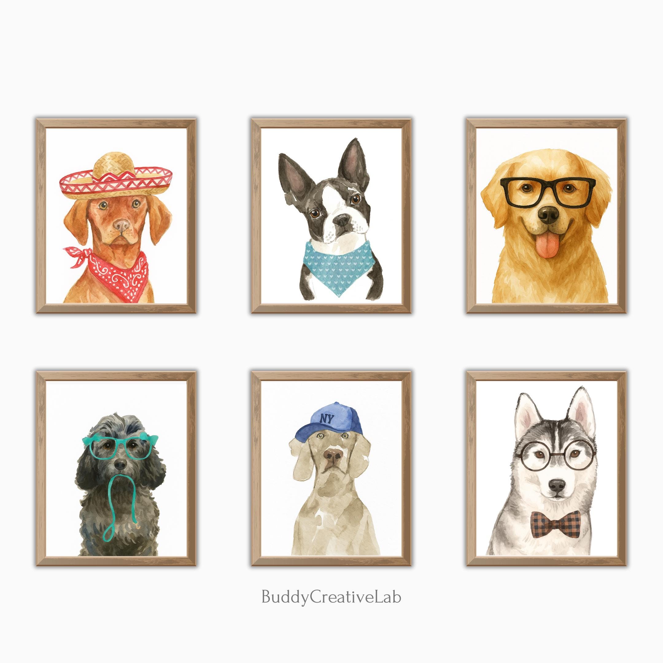 Watercolor Dog Prints: Nursery & Kids Room Decor (digital Download Set ...