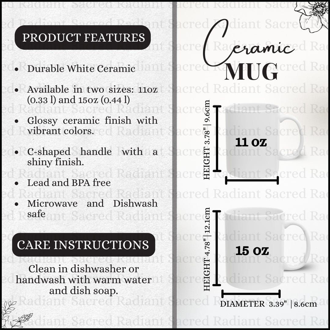 Ceramic Mug Product Features Sheet Mug Care Instructions Graphic Ready ...