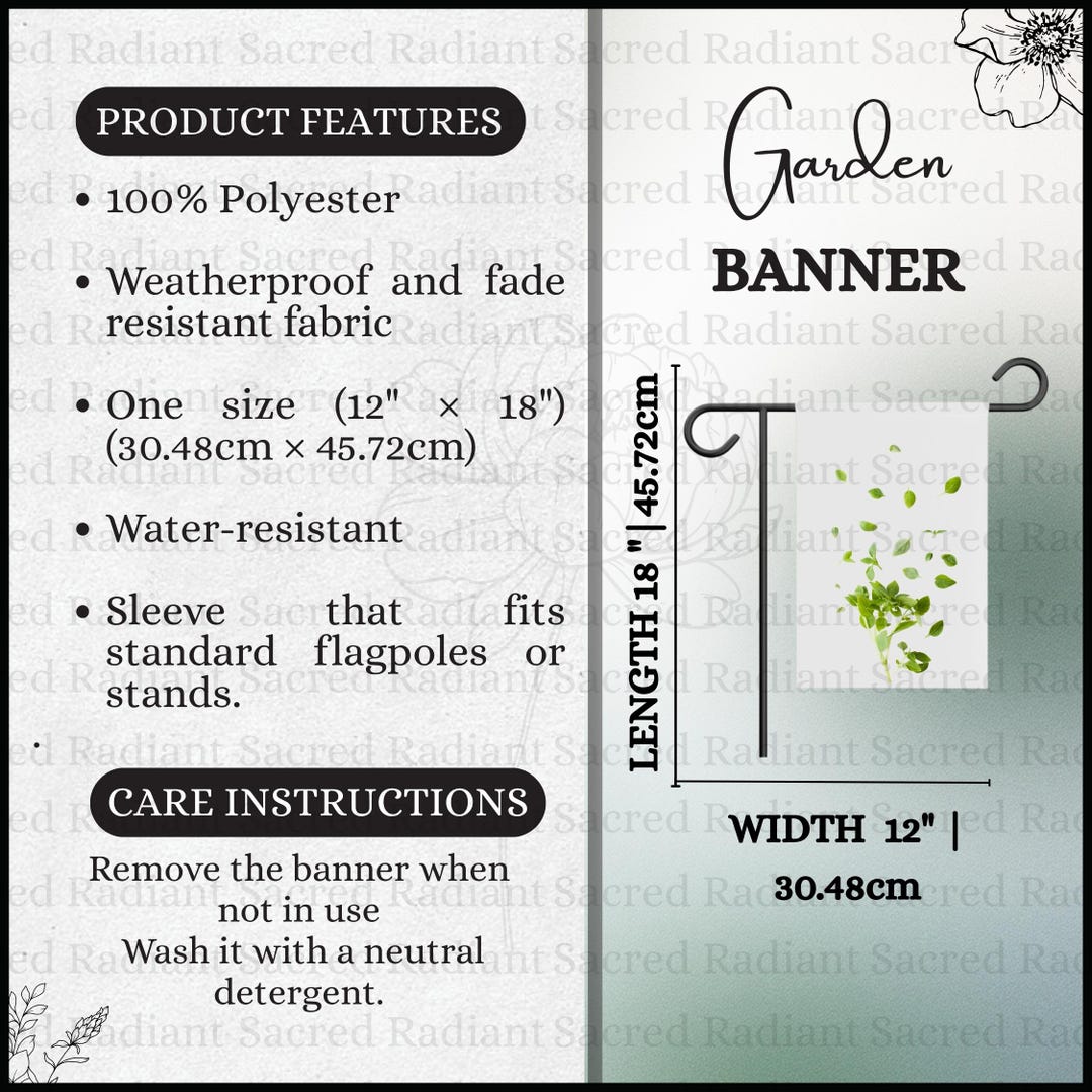 Garden Banner Care Template for POD Sellers Yard Sign Size Guide Banner ...