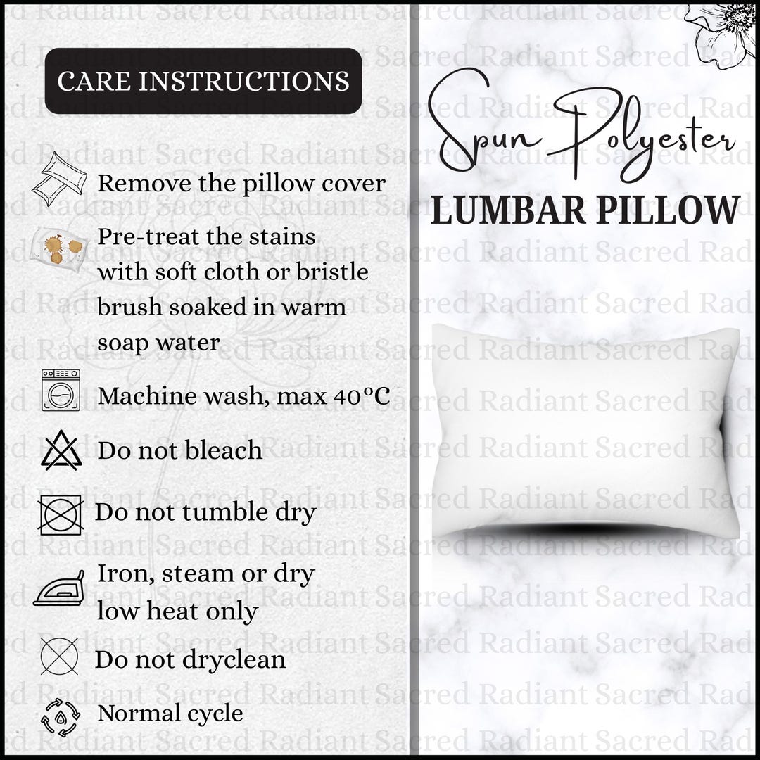 Lumbar Pillow Care Instructions Template Printable Pillow Care Card ...