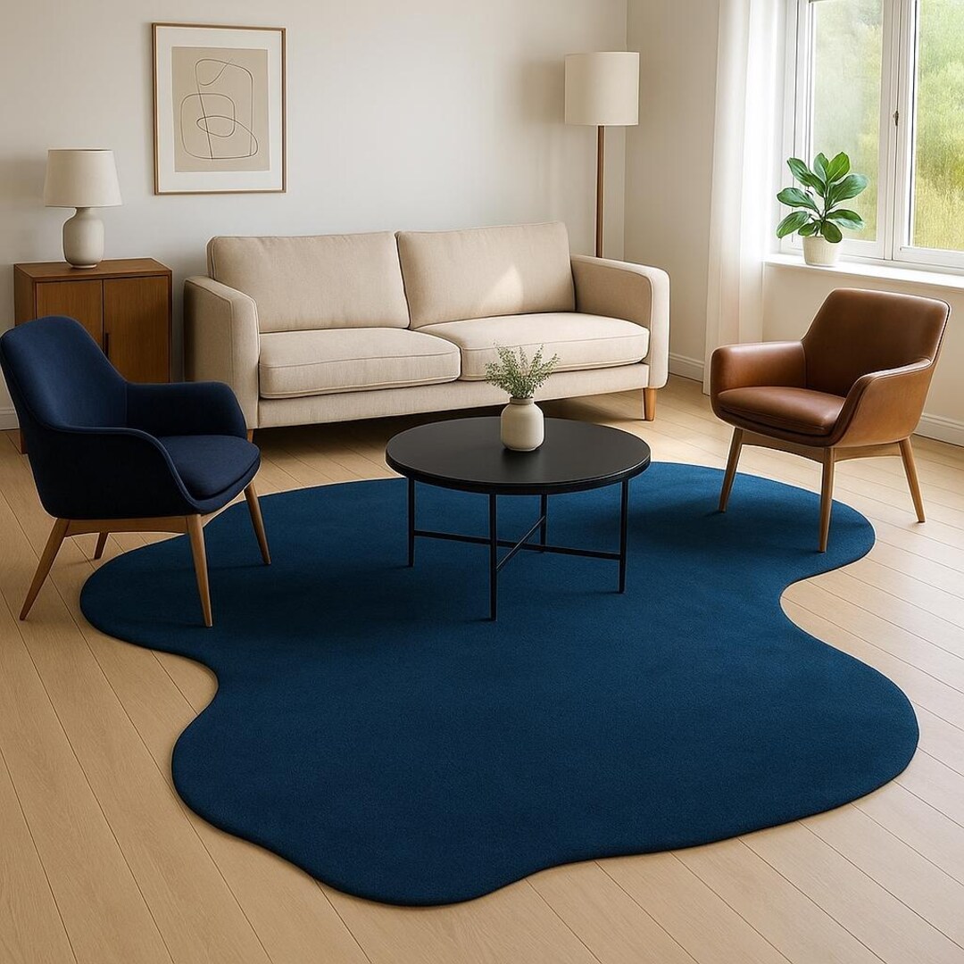 Hand-tufted Wool Amoeba Rug: Wavy Modern Accent Rug - Etsy