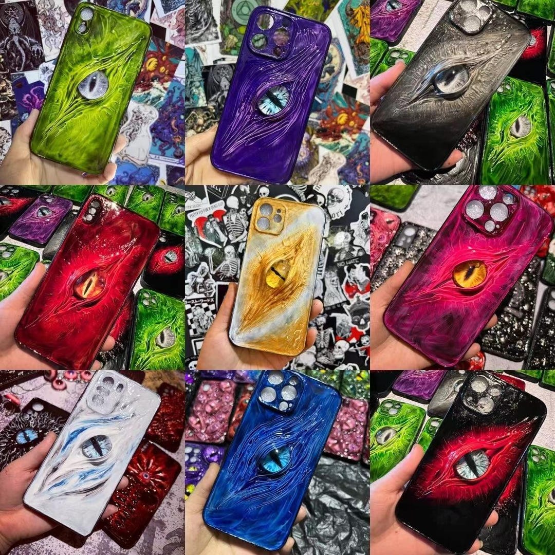 Super Scary Eyeball Silicone Phone Case Luminous Colored Eyeball Pupil ...