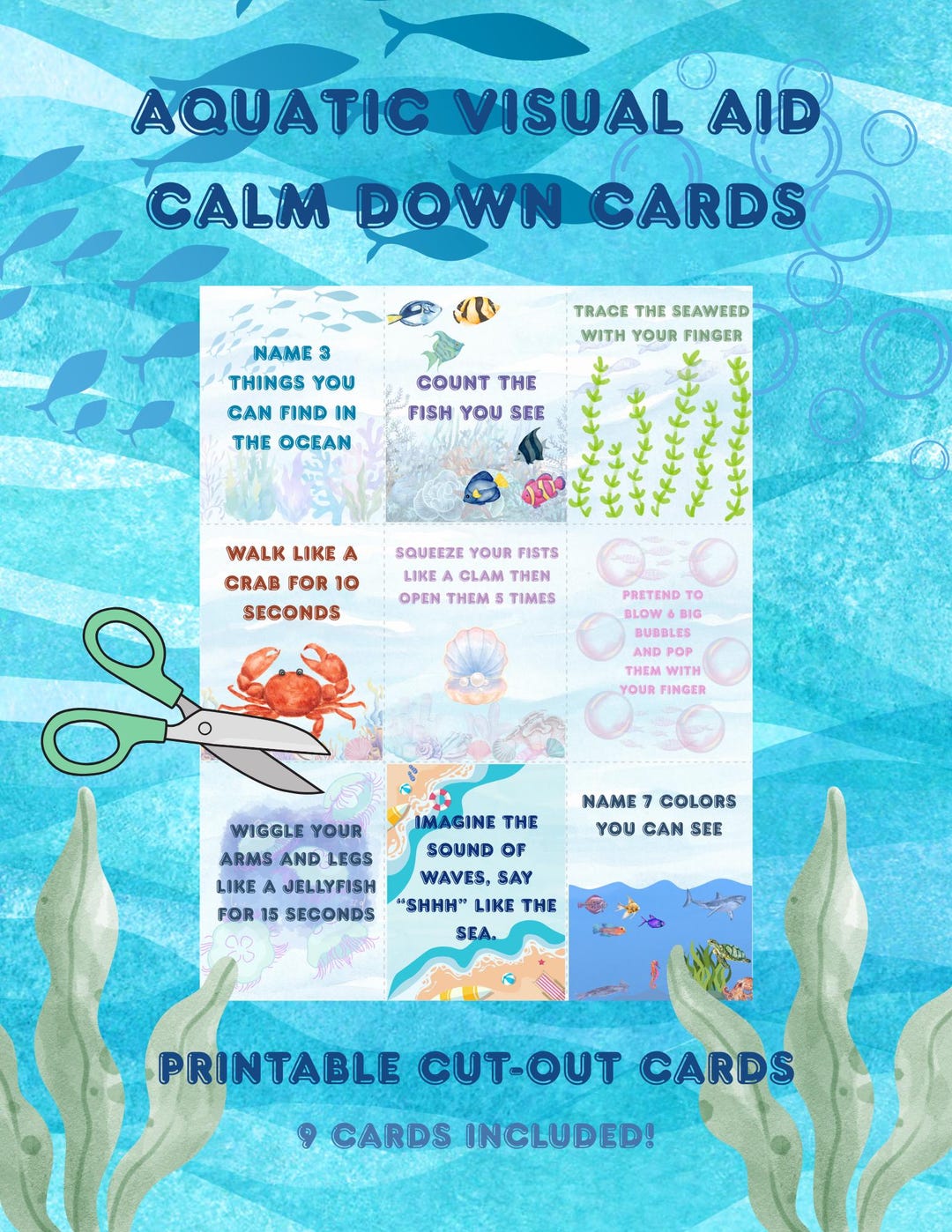 Ocean Calm Down Cards – Printable Mini Cards for Kids’ Calm Corner ...