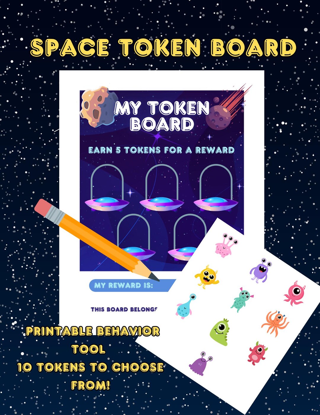Space Alien Theme Token Board – Printable Reward Chart for Kids ...