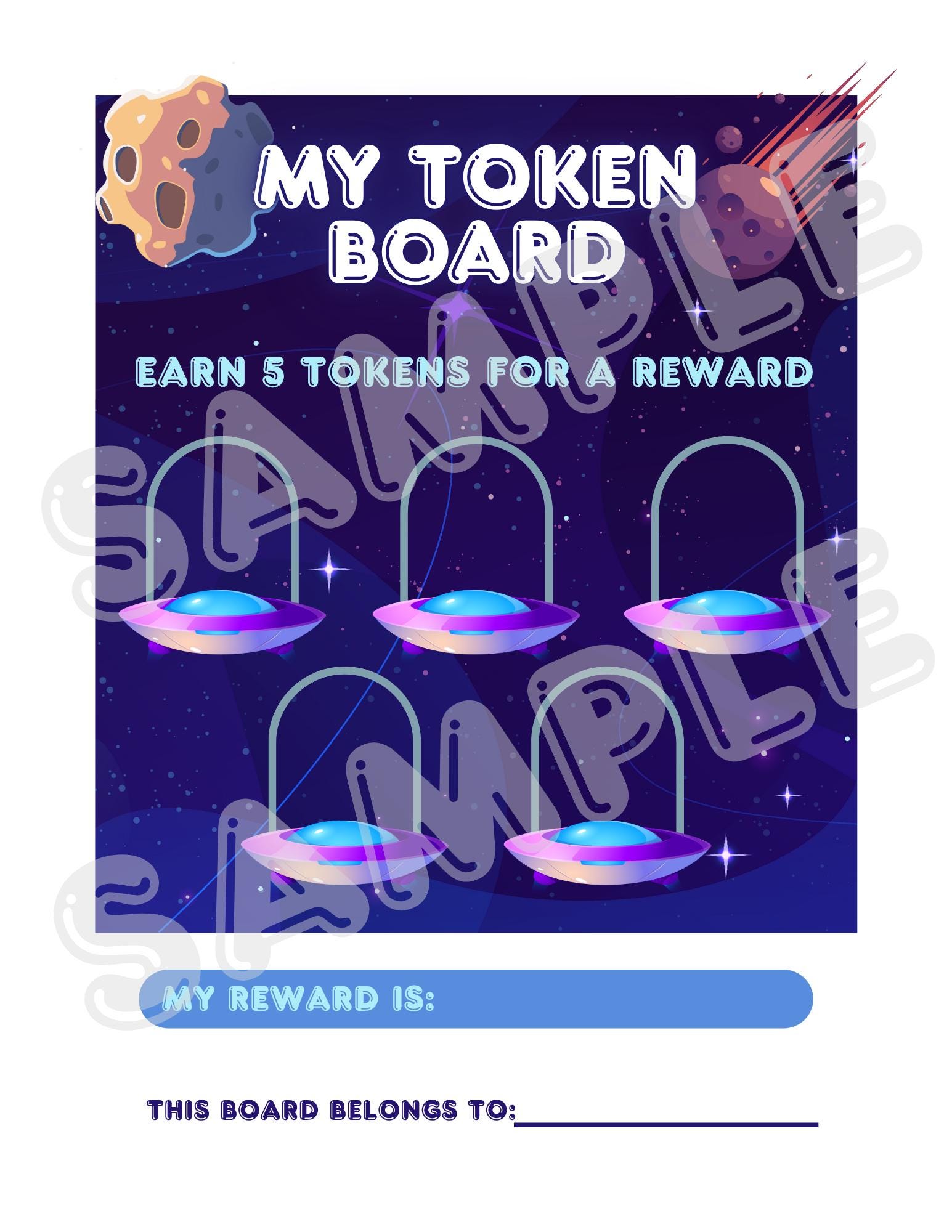 Space Alien Theme Token Board – Printable Reward Chart for Kids ...