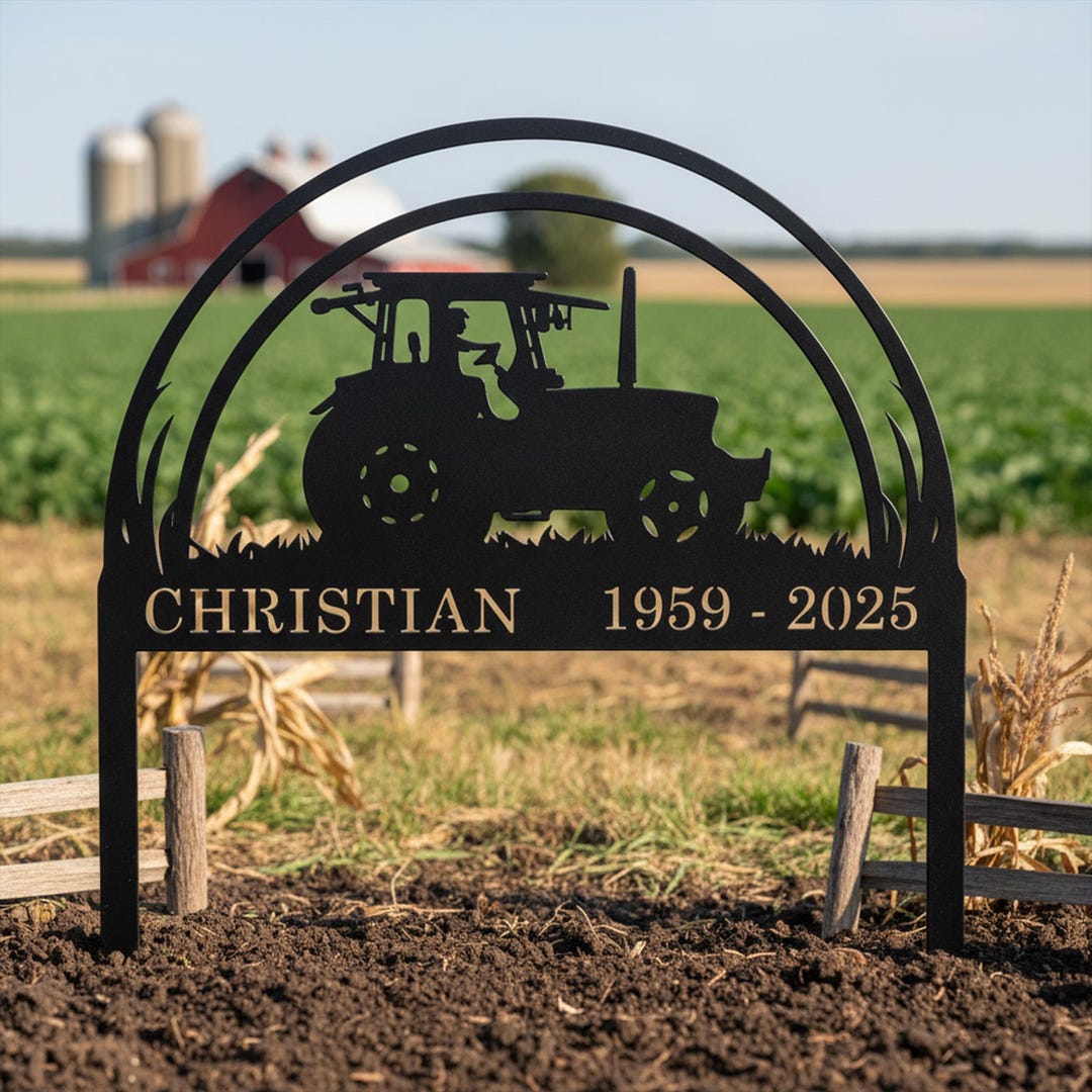 Custom Tractor Memorial Sign With Stake, Tractor Memorial Farm Decor ...