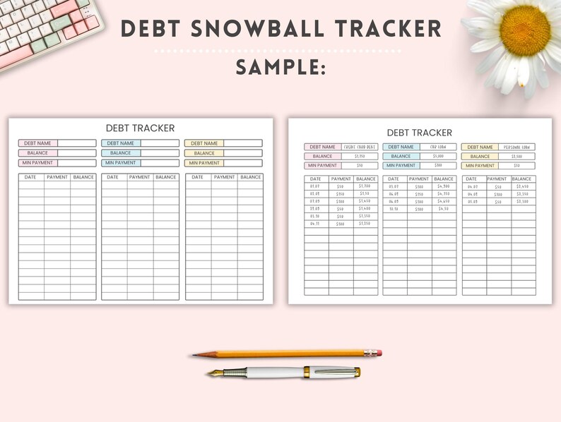 Editable Debt Snowball Tracker, Printable Debt Payoff Worksheet, Financial Planner Budget ...