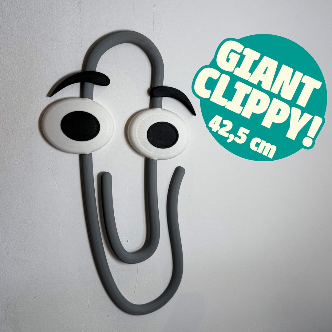 Giant Clippy Wall Art – 3d-printed PLA Desk Decor (42.5 Cm) • 90s ...