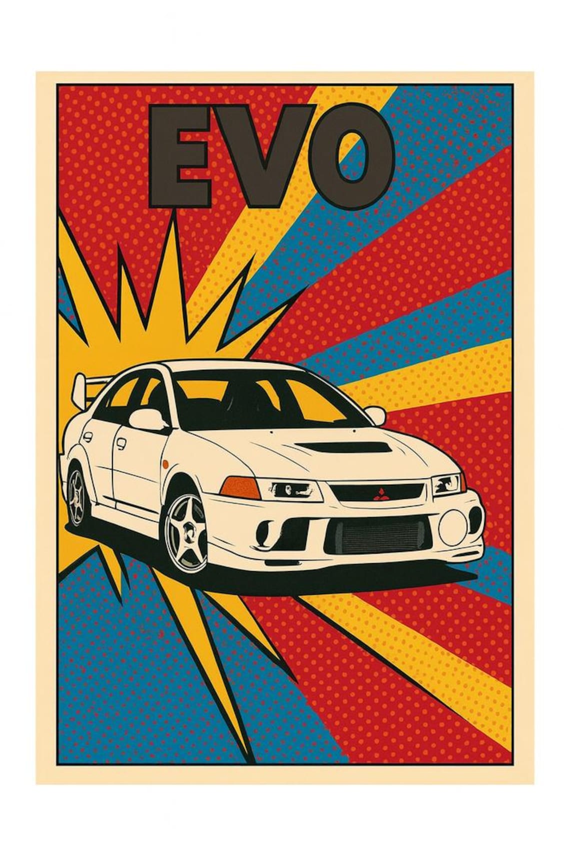 Mitsubishi Evo Pop Art Poster | Printable Wall Art | JDM Car Art ...